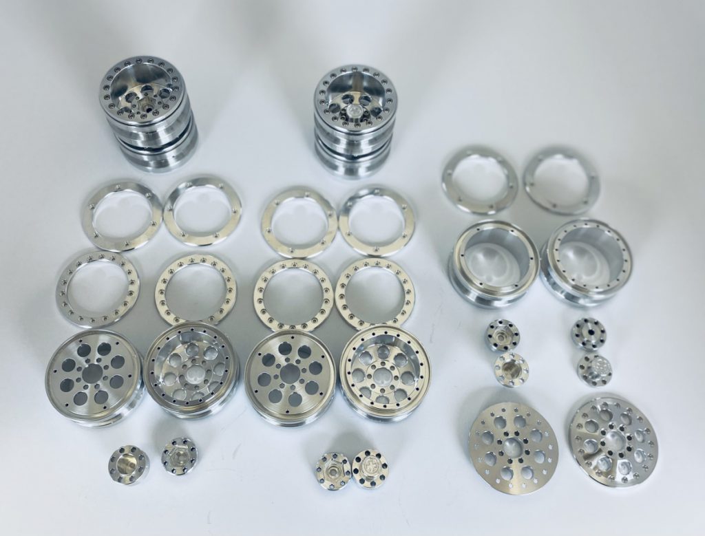 1.9 DUALLY RC WHEEL 6X6 SET RAW FINISH