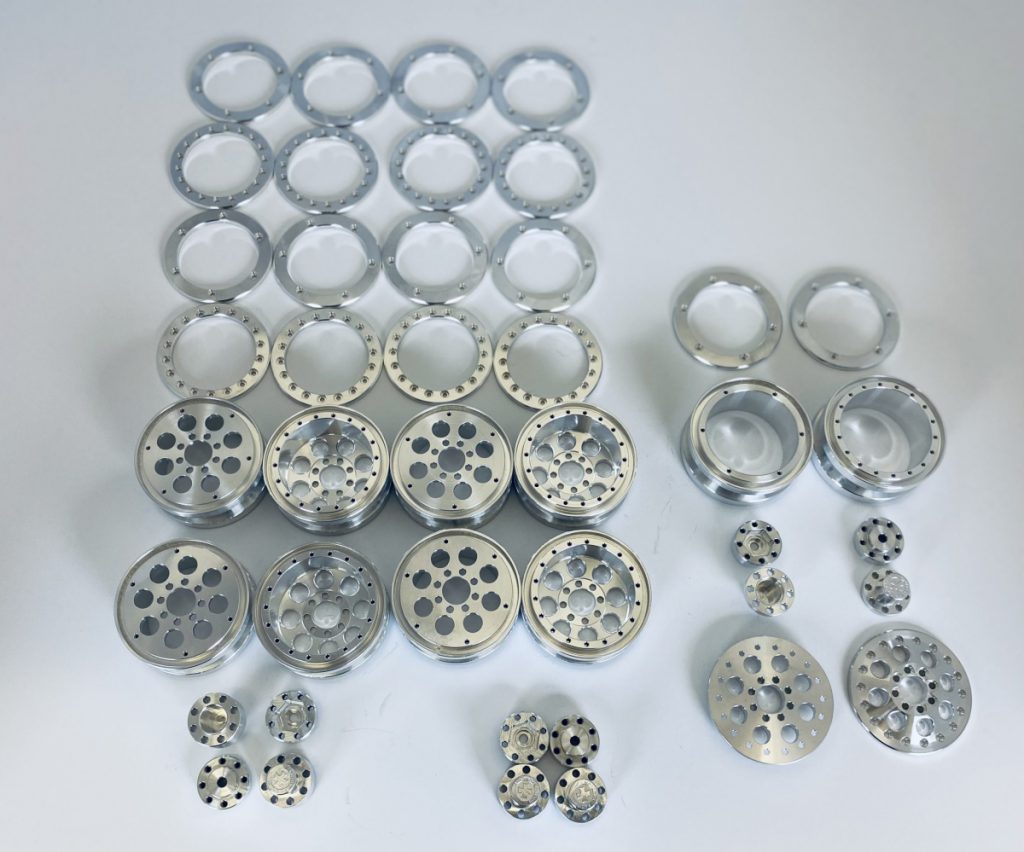 1.9 DUALLY RC WHEEL 6X6 SET RAW FINISH