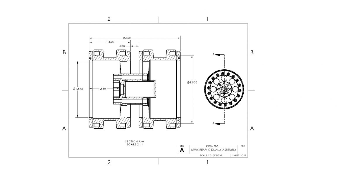 1.9 DUALLY RC WHEEL SET BLACK ANODIZE FINISH