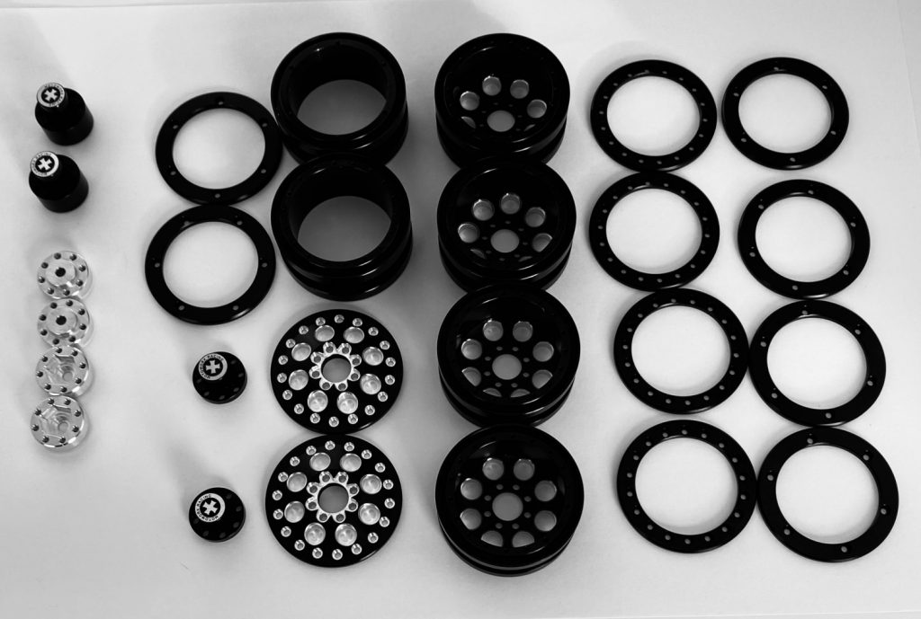 1.9 DUALLY RC WHEEL SET BLACK ANODIZE FINISH