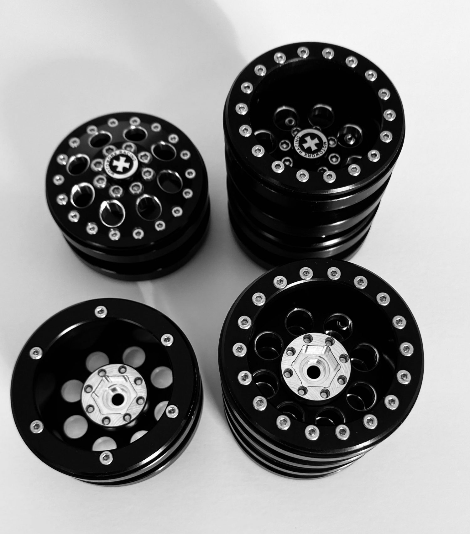 1.9 DUALLY RC WHEEL SET BLACK ANODIZE FINISH