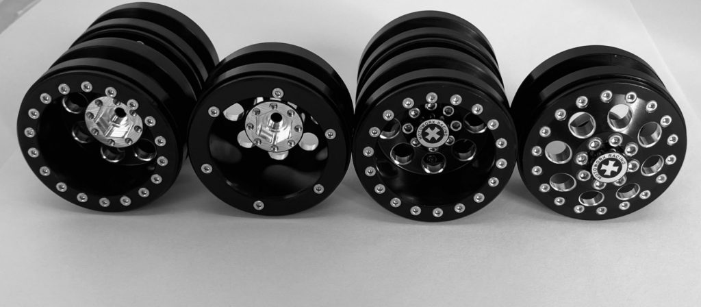 1.9 DUALLY RC WHEEL 6X6 SET BLACK ANODIZE FINISH